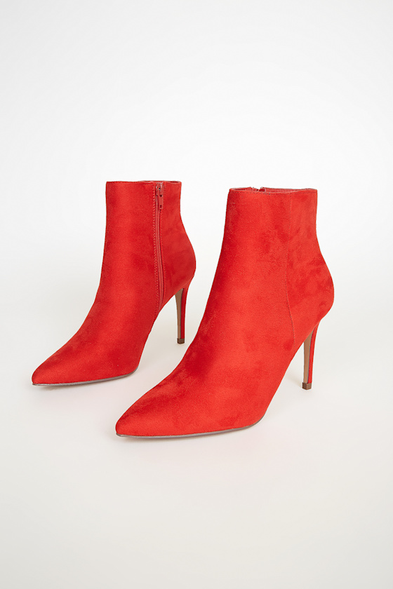 Chic Red Booties - Stiletto Heel Booties - Ankle Booties - Lulus