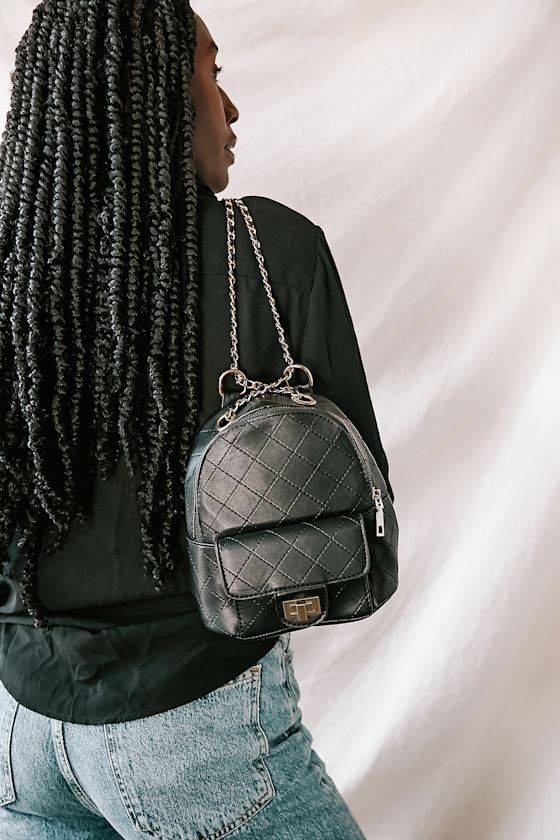 Black Quilted Backpack - Vegan Leather Backpack - Mini Backpack - Lulus