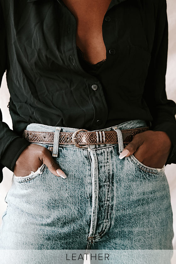 Brown Snake Belt - Leather Belt - Snake Print Belt - Lulus