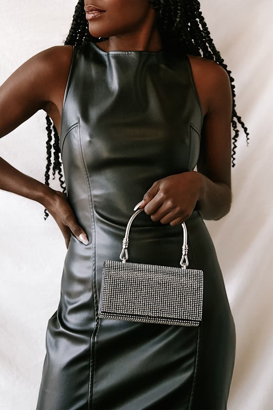 Black Rhinestone Purse - Mini Handbag - Handheld Bag - Lulus