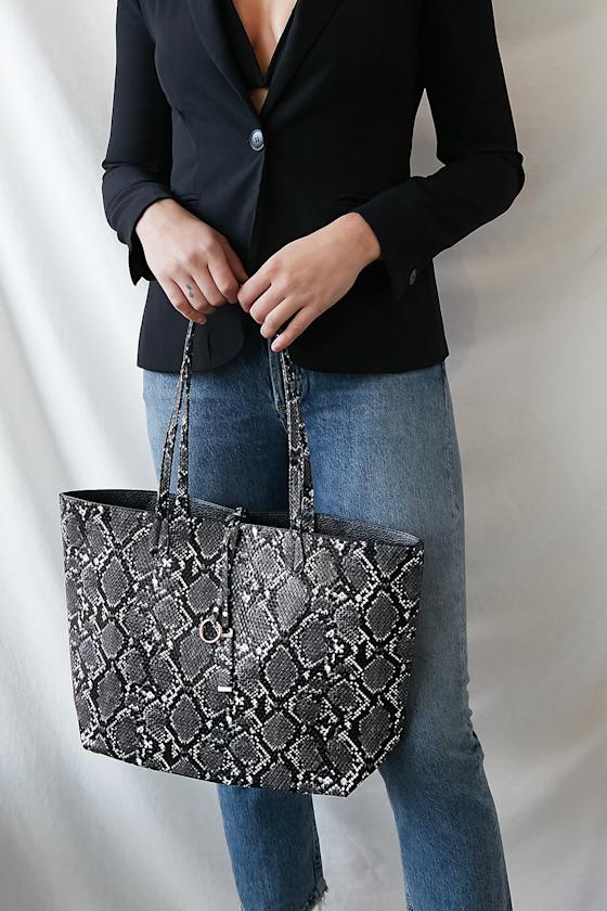 Grey Tote Bag - Snake-Embossed Tote Bag - Snake Print Tote Bag - Lulus