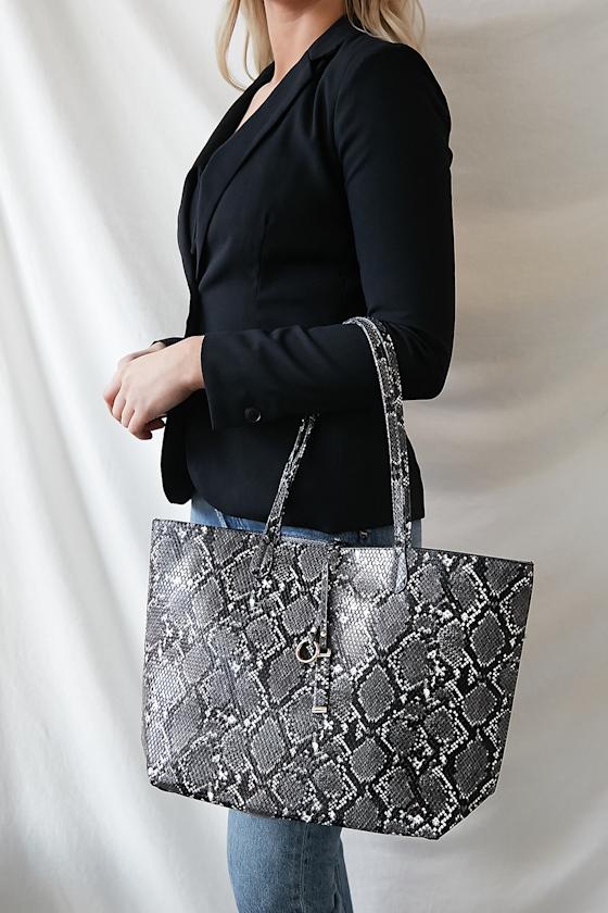 Grey Tote Bag - Snake-Embossed Tote Bag - Snake Print Tote Bag - Lulus
