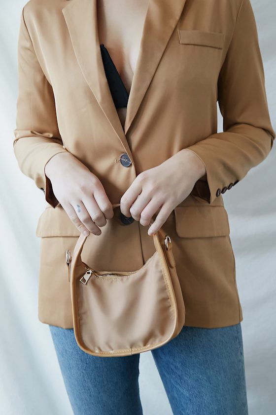 Tan Vinyl Bag - Mini Handbag - Crossbody Handbag - Lulus