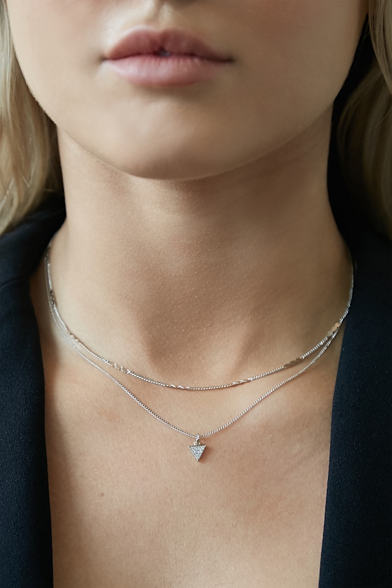 Chic Silver Necklace - Layered Necklace - Triangle Necklace - Lulus