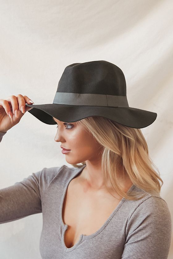 Charcoal Grey Hat - Felt Hat - Fedora Hat - Floppy Hat - Lulus