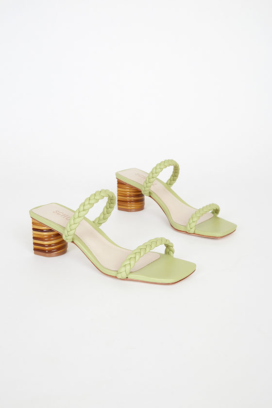 Schutz Mali Mellow Green - Braided High Heels - Block Heel Sandal - Lulus