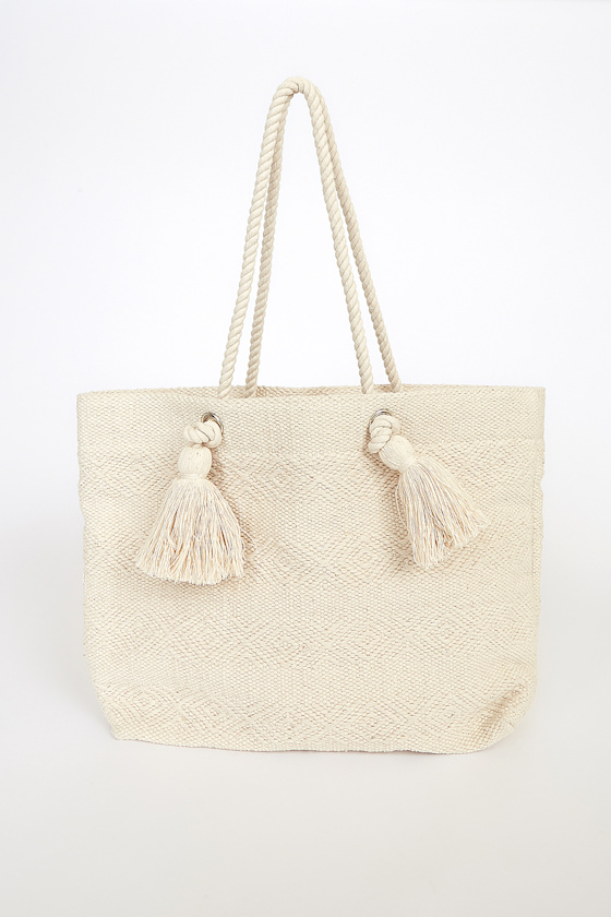 Cute Cream Bag - Woven Tote Bag - Summer Tote Bag - Lulus