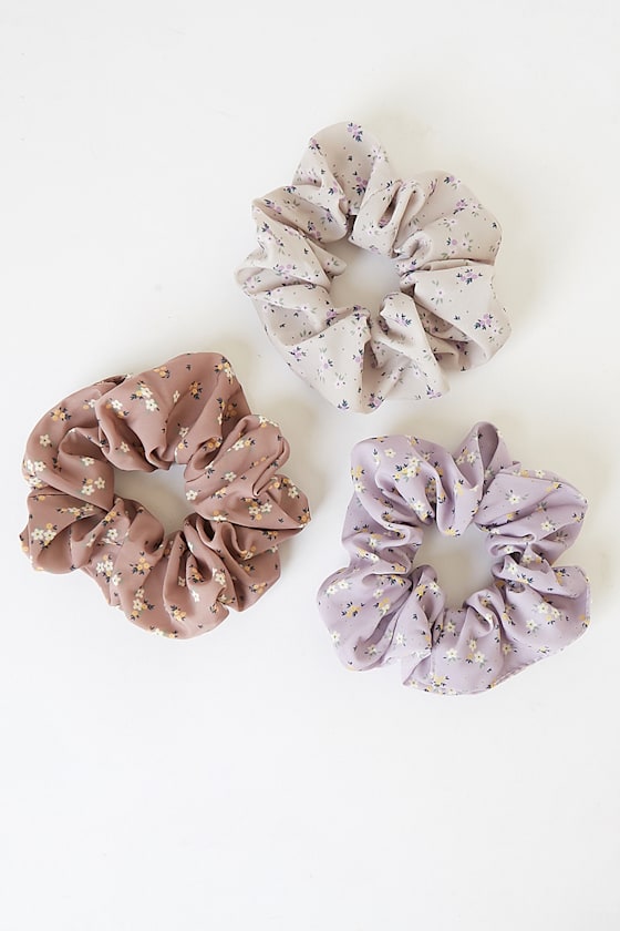 Cute Lavender Multi Scrunchies - Floral Print Scrunchie Set - Lulus