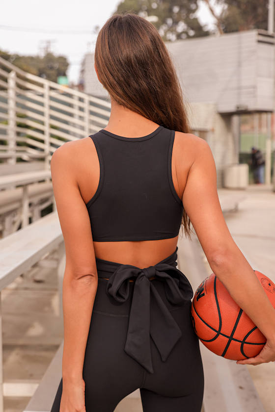 Black Sports Bra - Medium Impact Sports Bra - Wrap Sports Bra - Lulus