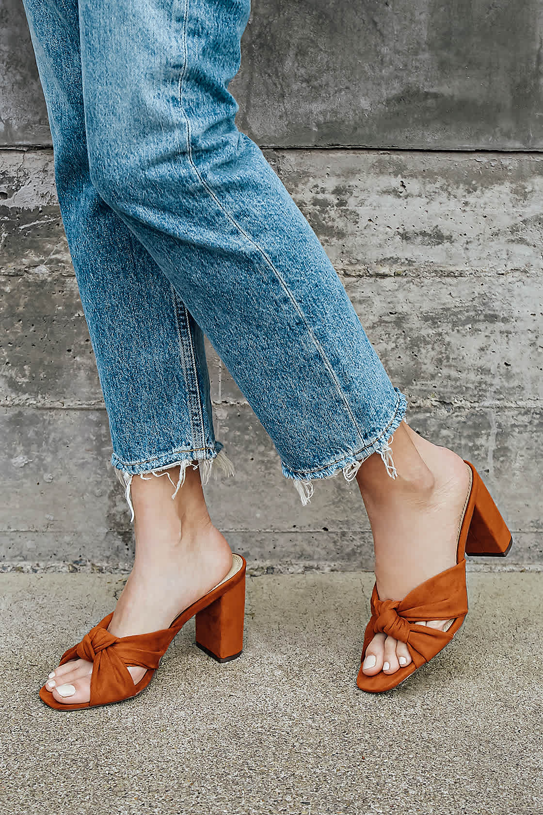 Tan High Heel Sandals - Faux Suede Sandals - Knotted Sandals - Lulus