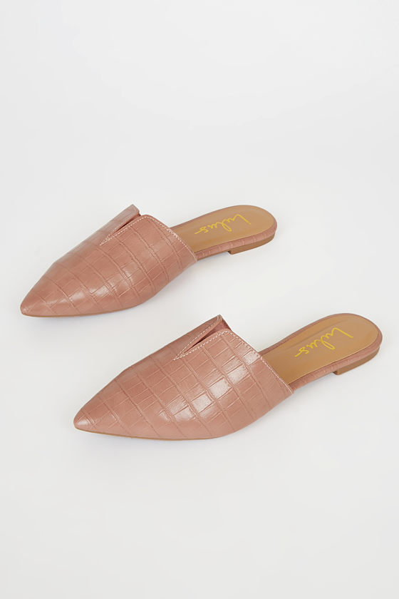 Chic Pink Shoes - Slides - Pointed-Toe Slides - Flats - Mules - Lulus