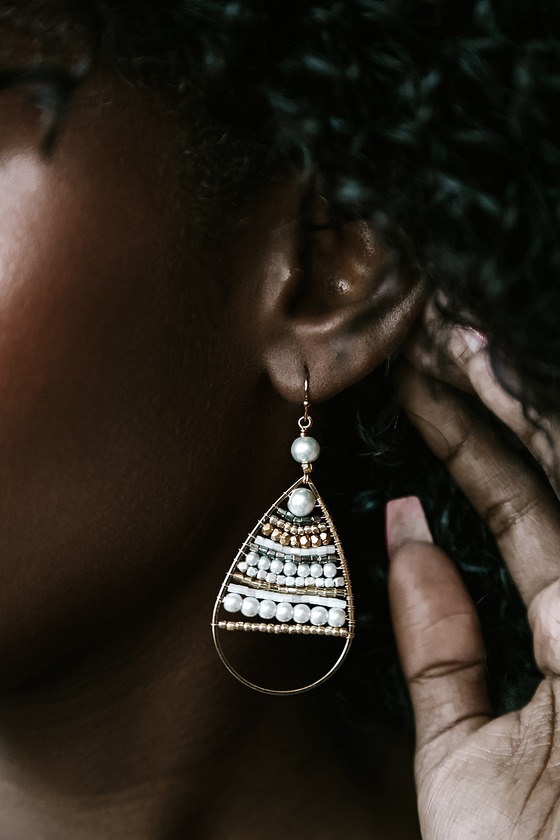 Grey Multi Earrings Teardrop Earrings Beaded Earrings Lulus