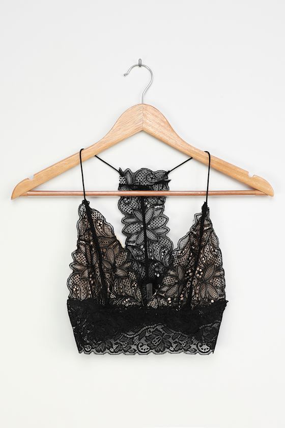 Black Lace Bralette - Longline Bralette - Racerback Bralette - Lulus