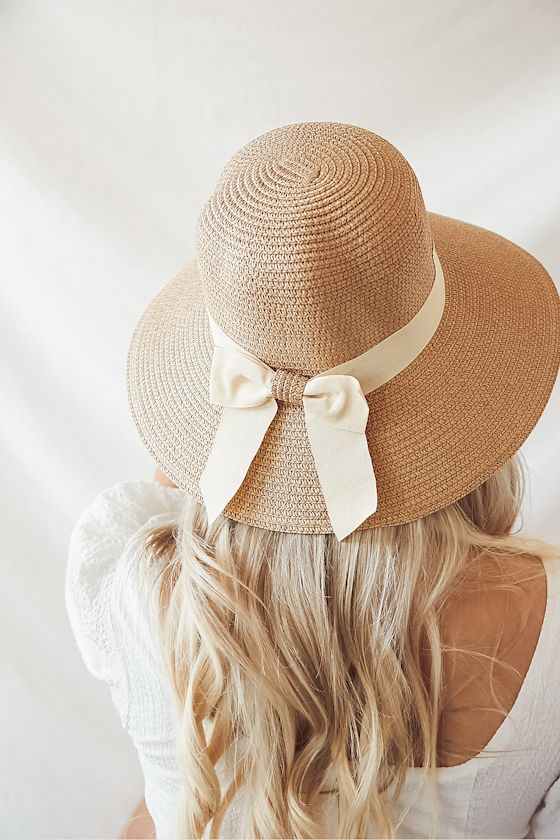 Beige and Ivory Straw Hat - Bucket Hat - Ribbon Straw Hat - Lulus
