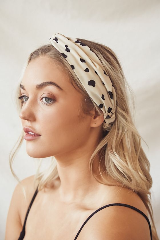 Cute Cream Headband - Dot Print Headband - Knotted Headband - Lulus