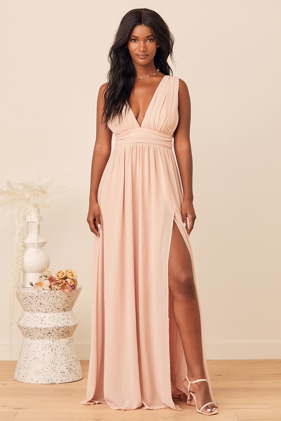 Blush Pink Dress Maxi Dress Sleeveless Dress V Neck Dress Lulus