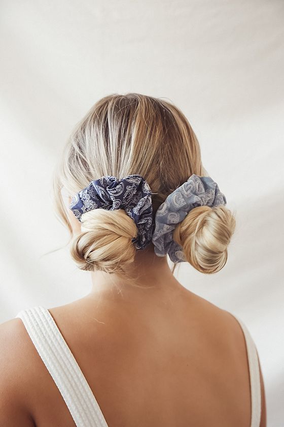 Blue Multi Scrunchies - Paisley Print Scrunchies - Scrunchie Set - Lulus