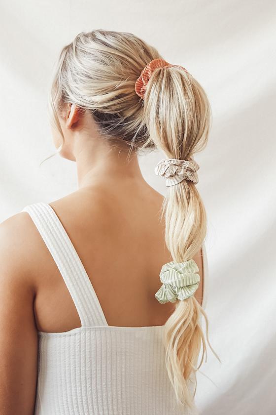 Mint Green Multi Scrunchies - Pleated Scrunchie Set - Lulus