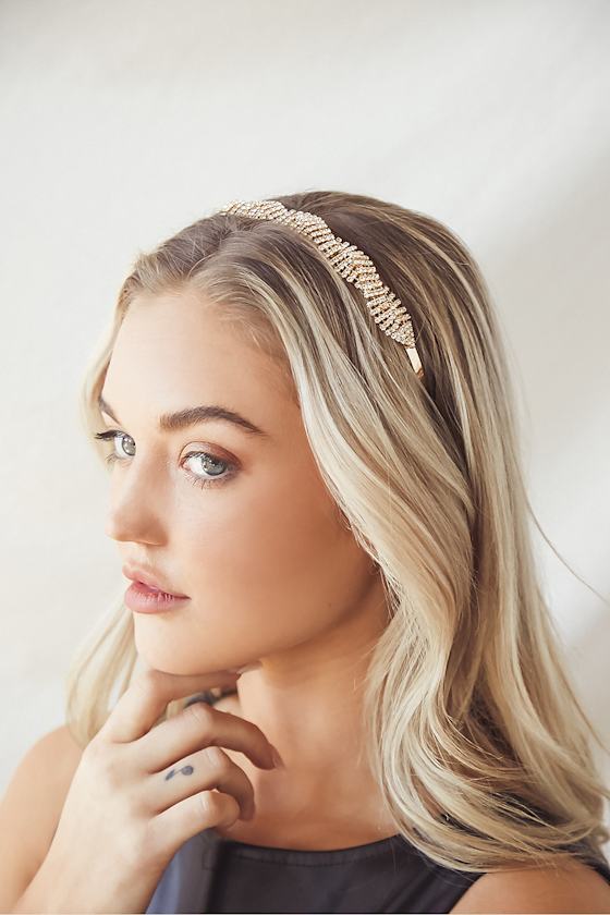 Gold Metal Headband - Rhinestone Headband - Wedding Headband - Lulus