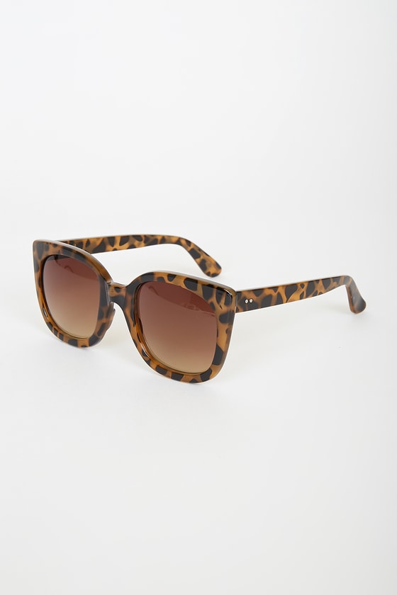 Cute Brown Sunglasses Chunky Square Sunnies Gradient Lenses Lulus