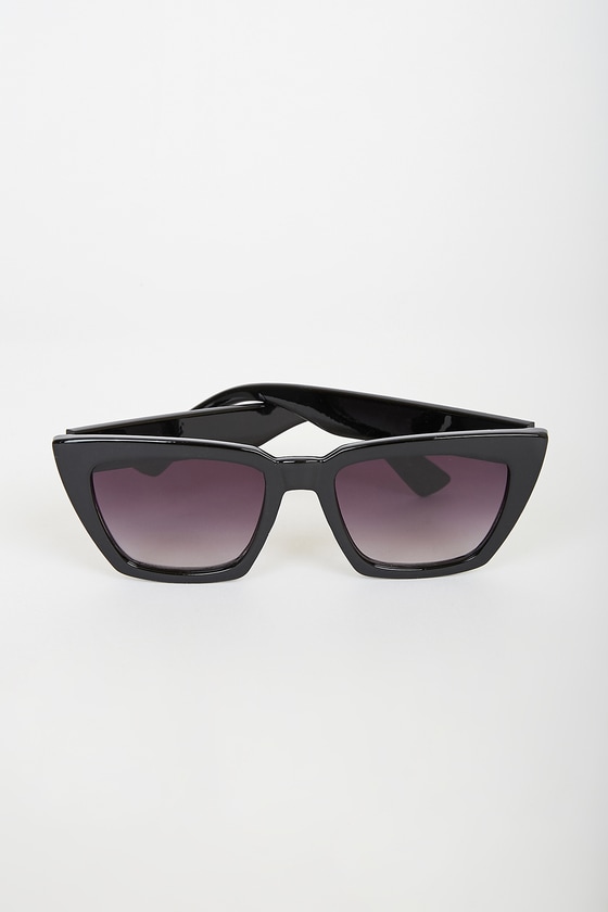 Black Sunglasses Black Cat Eye Sunglasses Black Sunnies Lulus