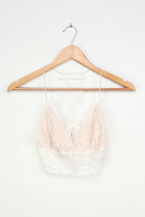 White Lace Bralette - Longline Bralette - Racerback Bralette - Lulus