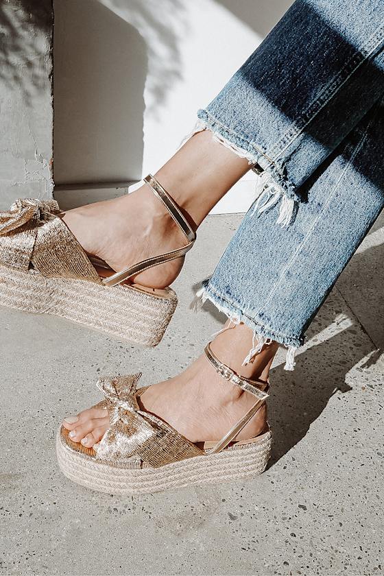 Rose Gold Sandals - Espadrille Sandals - Platform Sandals - Lulus