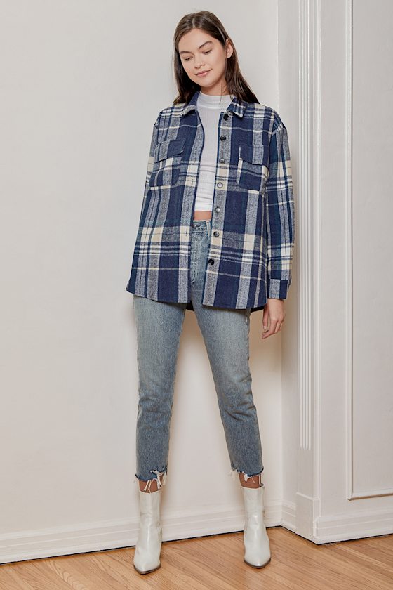 Plaid Jacket - Blue Jacket - Plaid Shacket - Button Down Shacket - Lulus