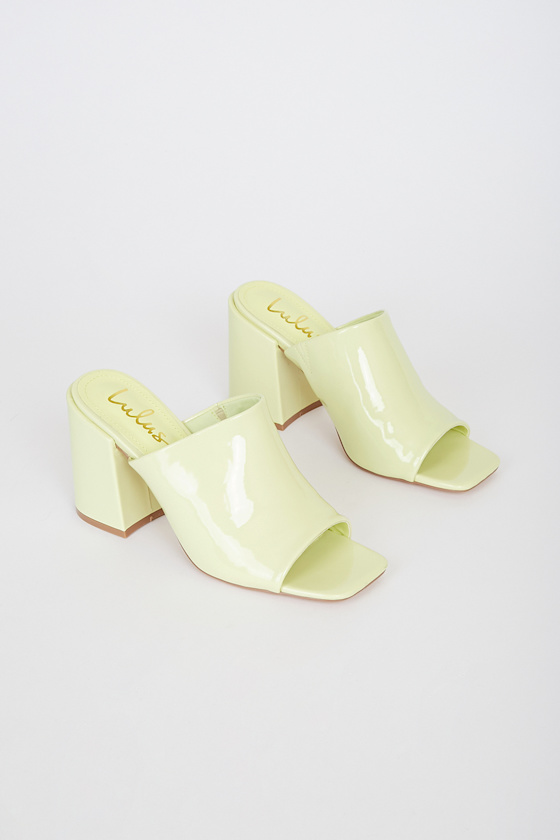 Cute Yellow Sandals - Peep-Toe Mules - Slide Sandals - Lulus