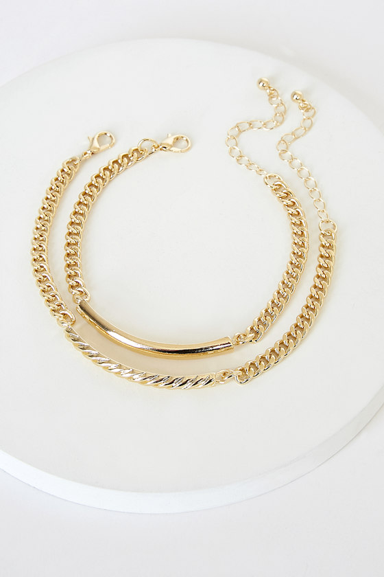 Gold Bracelet Set - Chain Bracelets - Gold Bar Bracelets - Lulus