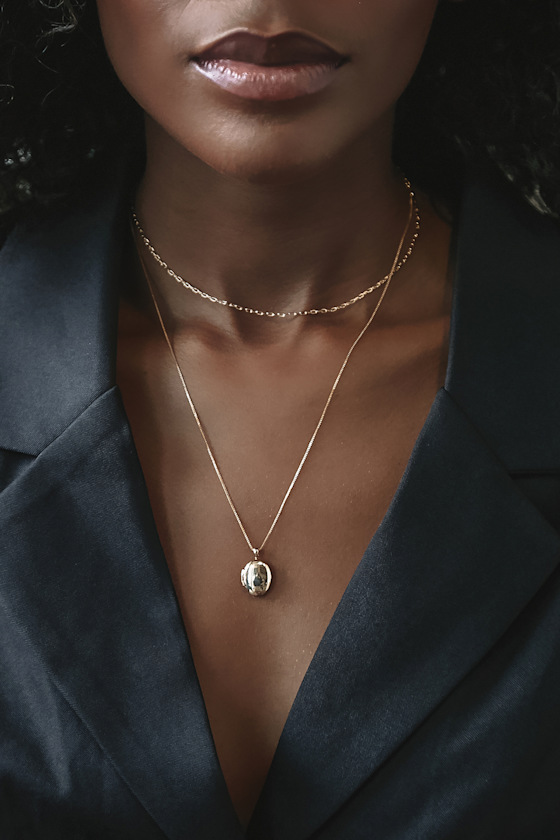 14KT Gold Plated Necklace - Locket Necklace - Layered Necklace - Lulus