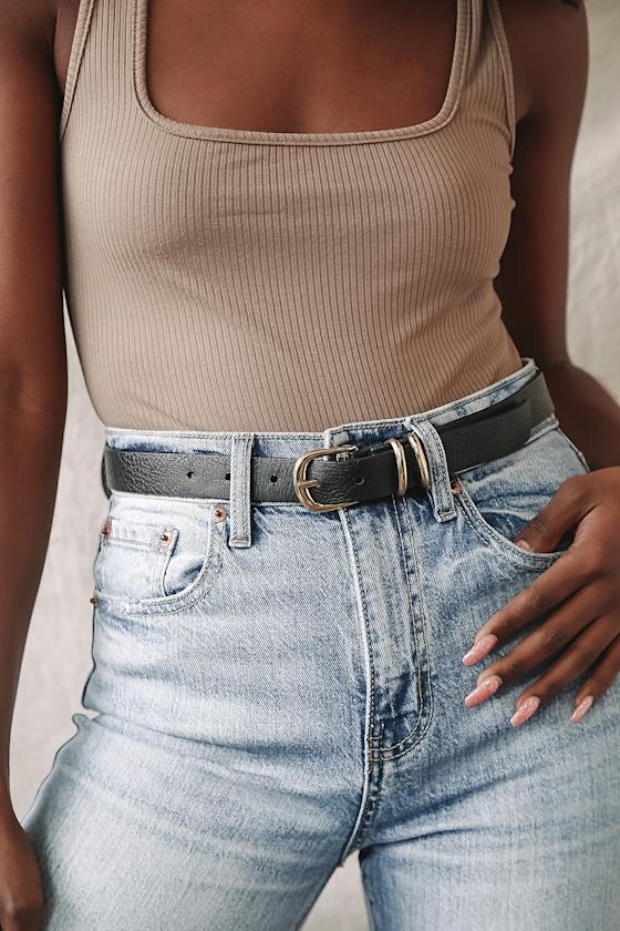 Cute Black Belt - Genuine Leather Belt - Gold Buckle Belt - Lulus