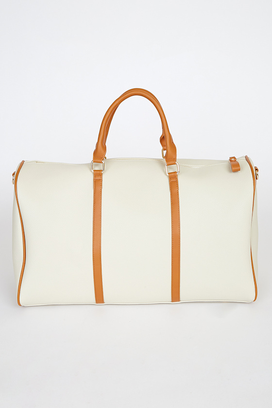 Beige and Tan Weekender Bag - Faux Leather Bag - Oversized Bag - Lulus