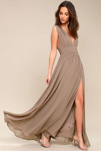 Find a Pretty Taupe Maxi Dress at an Affordable Price | Chic Taupe Long ...