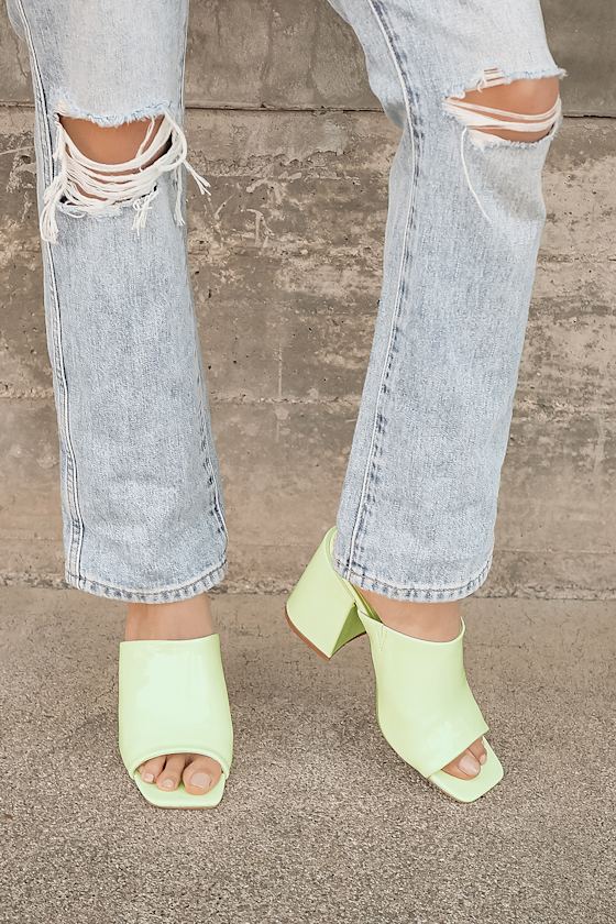 Cute Yellow Sandals - Peep-Toe Mules - Slide Sandals - Lulus