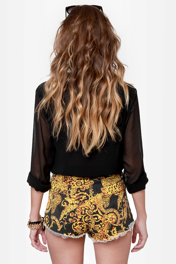 Mink Pink Outrageous Fortune Shorts - Slashed Shorts - Baroque Print ...