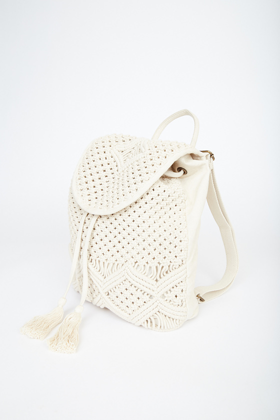 Cute Cream Backpack - Macramé Backpack - Woven Backpack - Lulus
