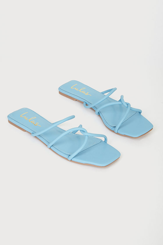Cute Blue Sandals - Flat Sandals - Slide Sandals - Lulus