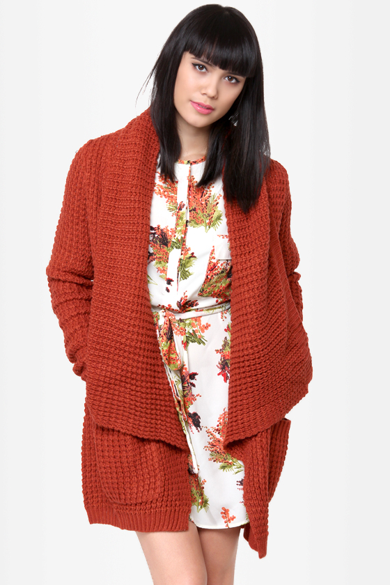 THML Sweater - Rust Red Sweater - Sweater Wrap - $88.00 - Lulus