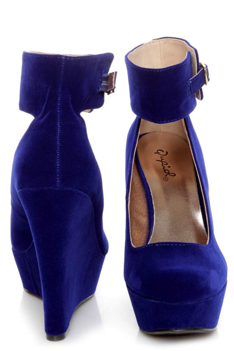 Royal Blue Wedges Shoes Royal Blue Satin Heels New Arrivals