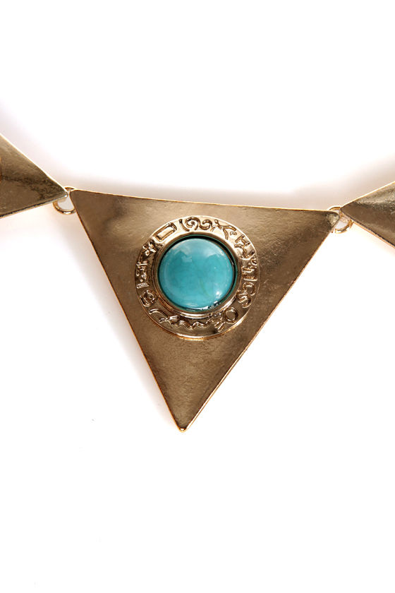 Lovely Gold Necklace - Turquoise Necklace - $18.00 - Lulus