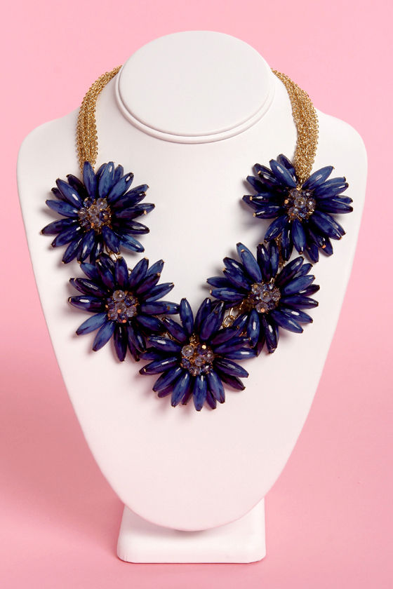 Pretty Blue Necklace - Flower Necklace - Statement Necklace - $23.00 ...