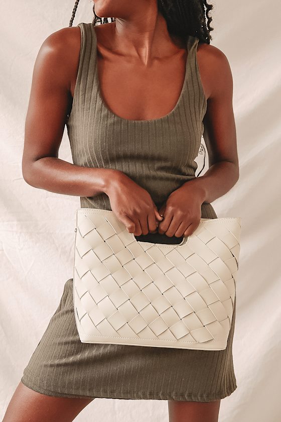 Cream Woven Tote Bag - Woven Crossbody Bag - Bone Woven Handbag - Lulus