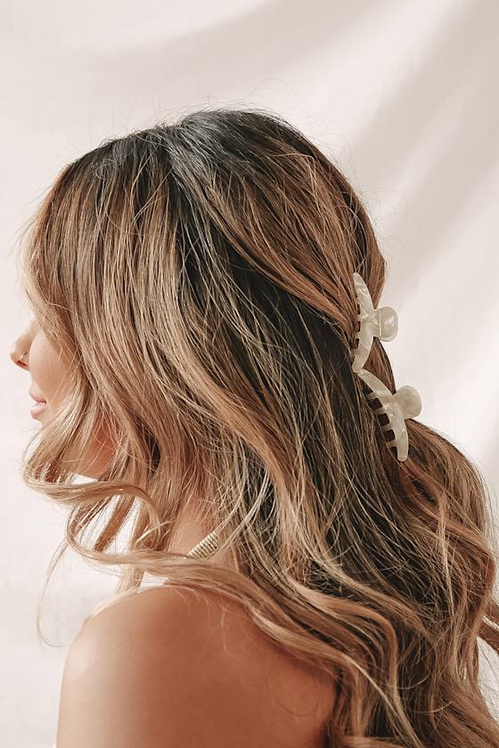 Cute White Hair Clips - Hair Clip Set - Claw Clip Set - Lulus
