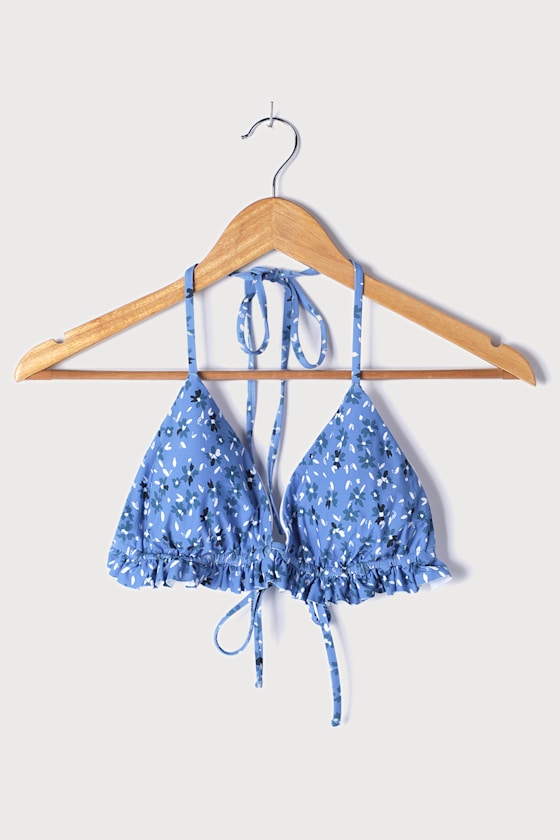 Blue String Bikini Top - Floral Print Bikini Top - Swimsuit Top - Lulus