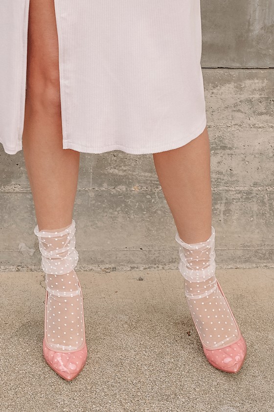 White Socks - Sheer Mesh Socks - Dotted Mesh Socks - Lulus