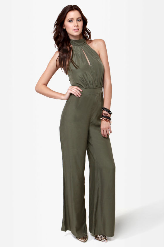 Sexy Olive Green Jumpsuit - Halter Jumpsuit - $44.00 - Lulus