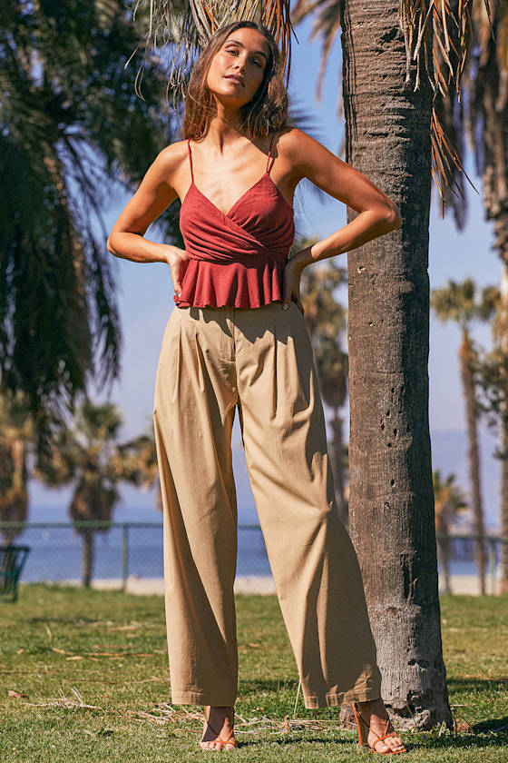 Rust Red Tank Top - Peplum Tank Top - Cropped Peplum Top - Lulus