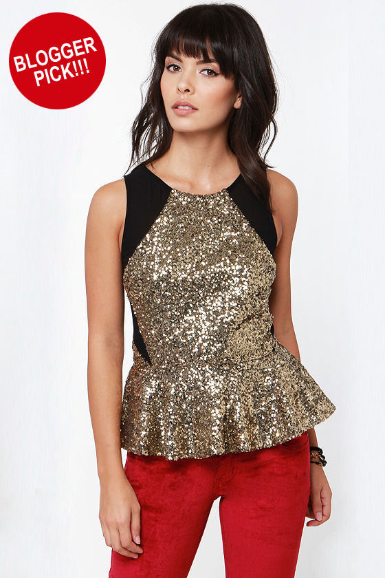 Gorgeous Sequin Top - Gold Top - Peplum Top - $36.00 - Lulus