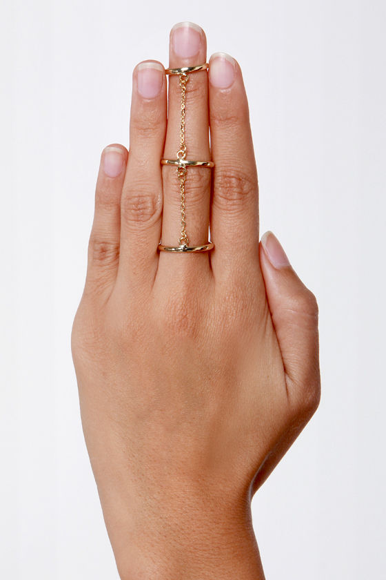 Cool Gold Ring Set - Triple Ring - Knuckle Ring - $11.00 - Lulus